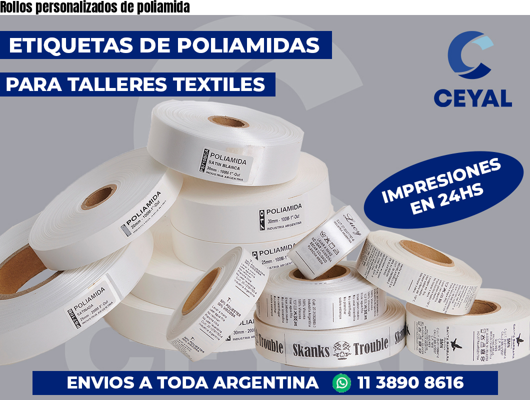 Rollos personalizados de poliamida | Imprimir Zebra con placa de red ...