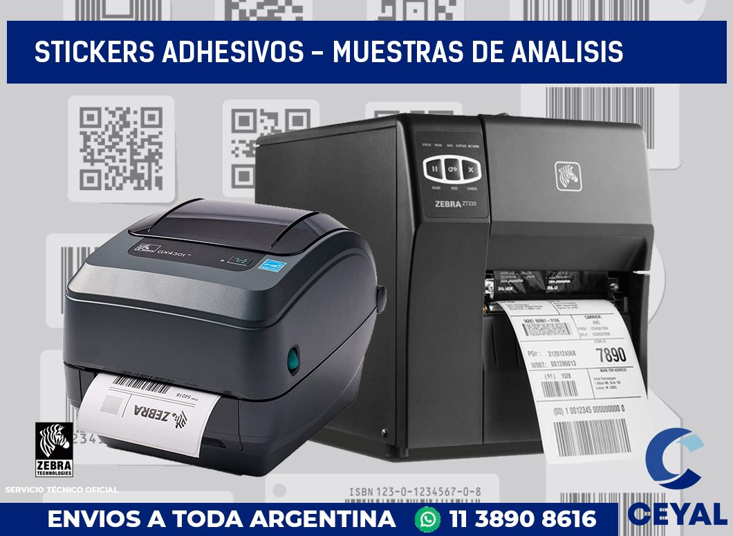 stickers adhesivos – muestras de analisis | Imprimir Zebra con placa de ...
