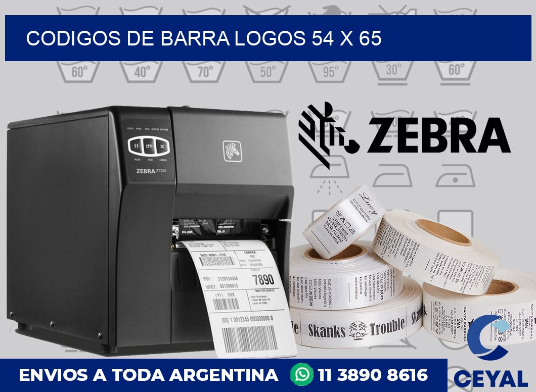 Codigos de barra logos 54 x 65 | Imprimir Zebra con placa de red (ethernet)