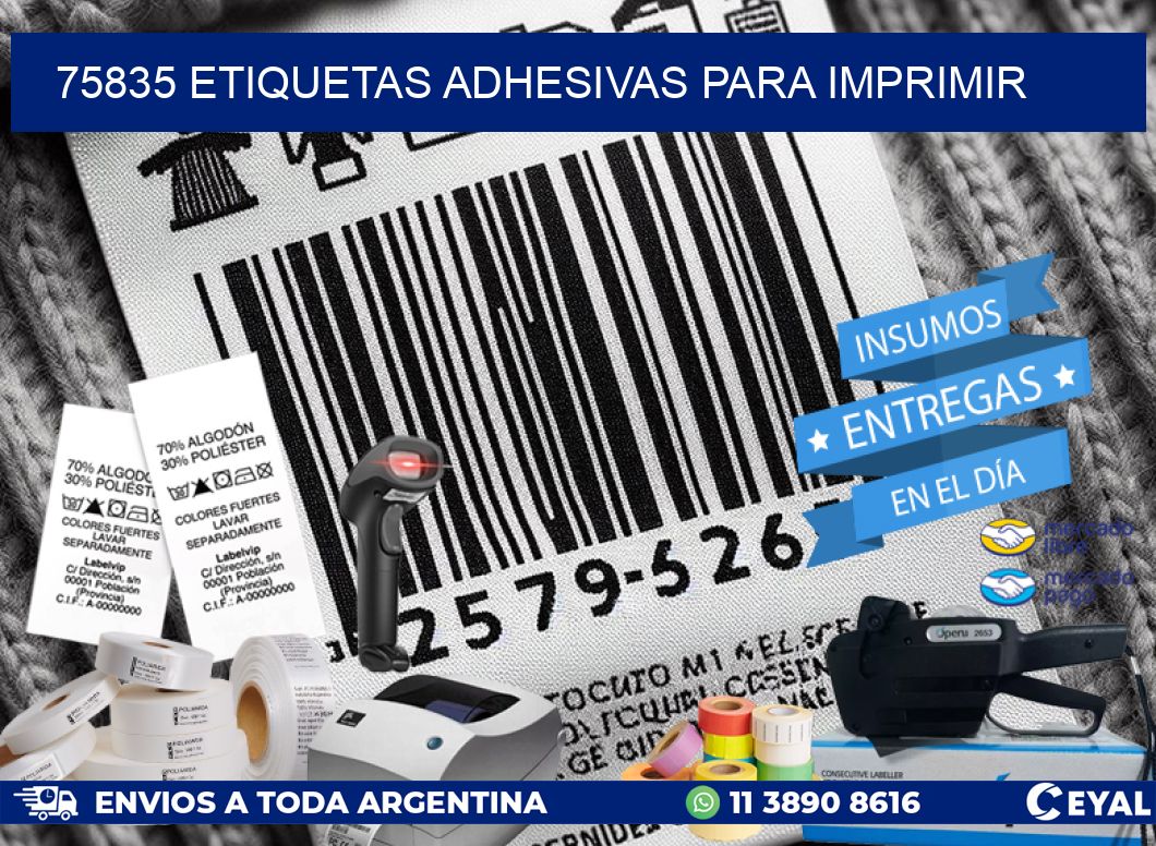 75835 Etiquetas adhesivas para imprimir | Imprimir Zebra con placa de ...