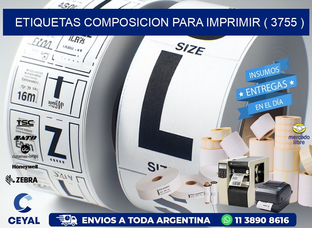 ETIQUETAS COMPOSICION PARA IMPRIMIR ( 3755 ) | Imprimir Zebra con placa ...