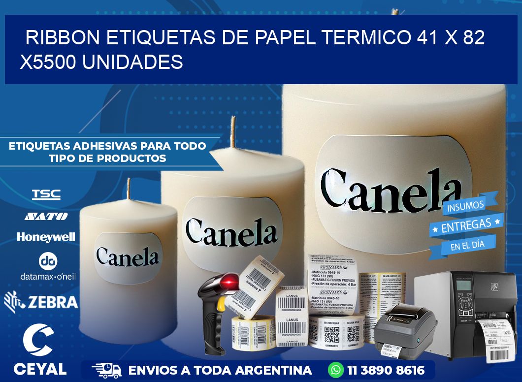 RIBBON ETIQUETAS DE PAPEL TERMICO 41 x 82 X5500 UNIDADES | Imprimir ...